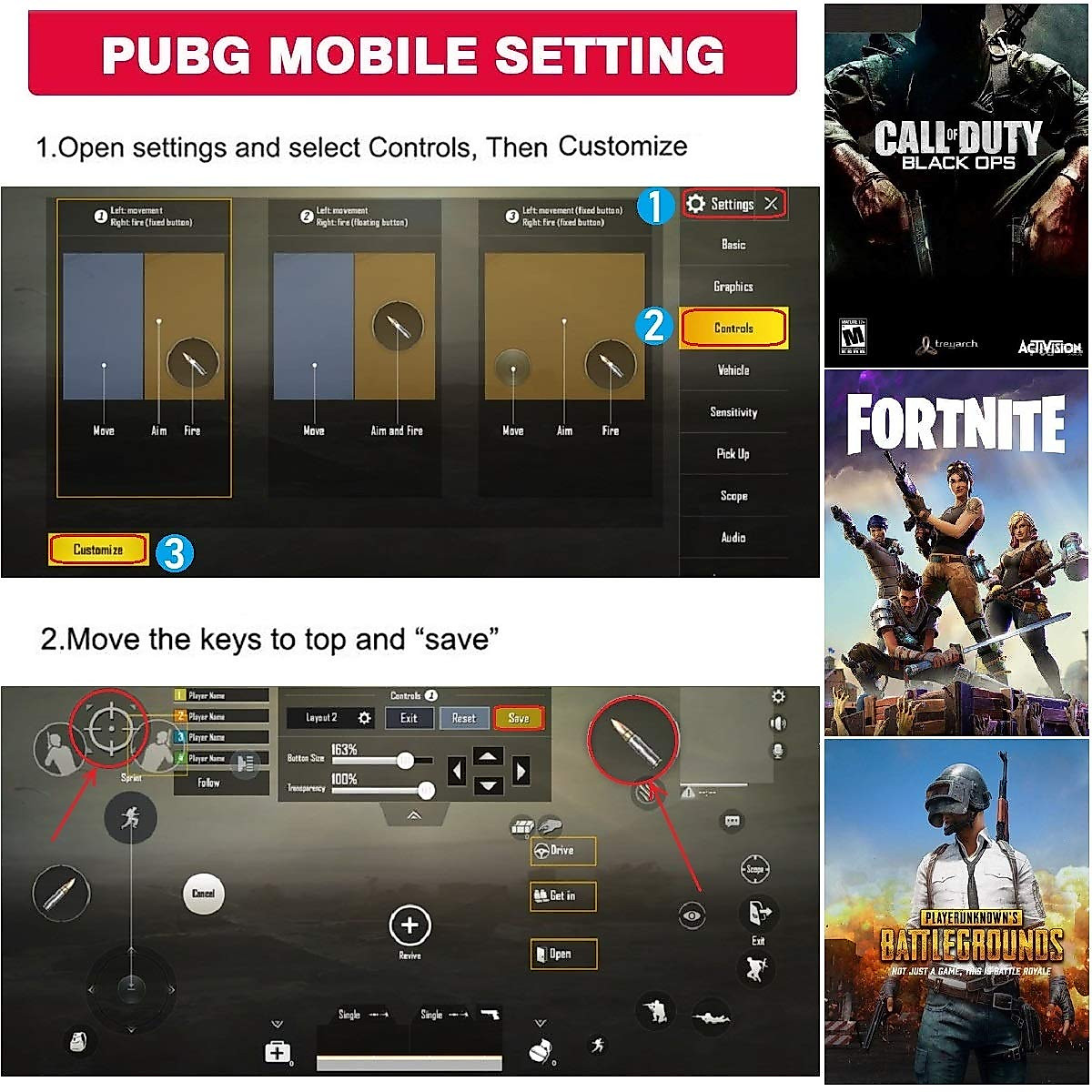 PUBG Mobile Game Controller- Dual Cooling Fan Gaming Triggers with 2200 mAh Build in Battery for 4.7-6.5inch iPhone and Android Phone by ipremium (Dual Fan)