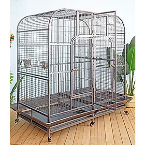 Double Cage with Center Divider for Bird Parrot Aviary W64xD32xH73 New
