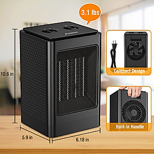 Space Heater, 1500W Portable Heater, 60°Oscillating Electric Heater, Heater for Bedroom Office Indoor Use