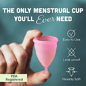 Dutchess Menstrual Cup - Reusable, Soft, Medical-Grade Silicone Period Cups - Easy to Clean Tampon and Pad Alternative, Pink & Purple, Small, Pack of 2