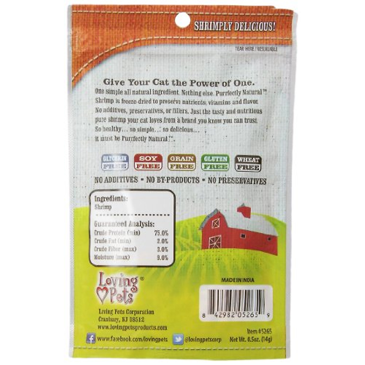 Loving Pets Purrfectly Natural Freeze Dried Shrimp Treats For Cats, 0.5-Ounce