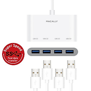 Macally Uchub4 USB-C Hub 10 CM Cable White with 4 USB-A Ports