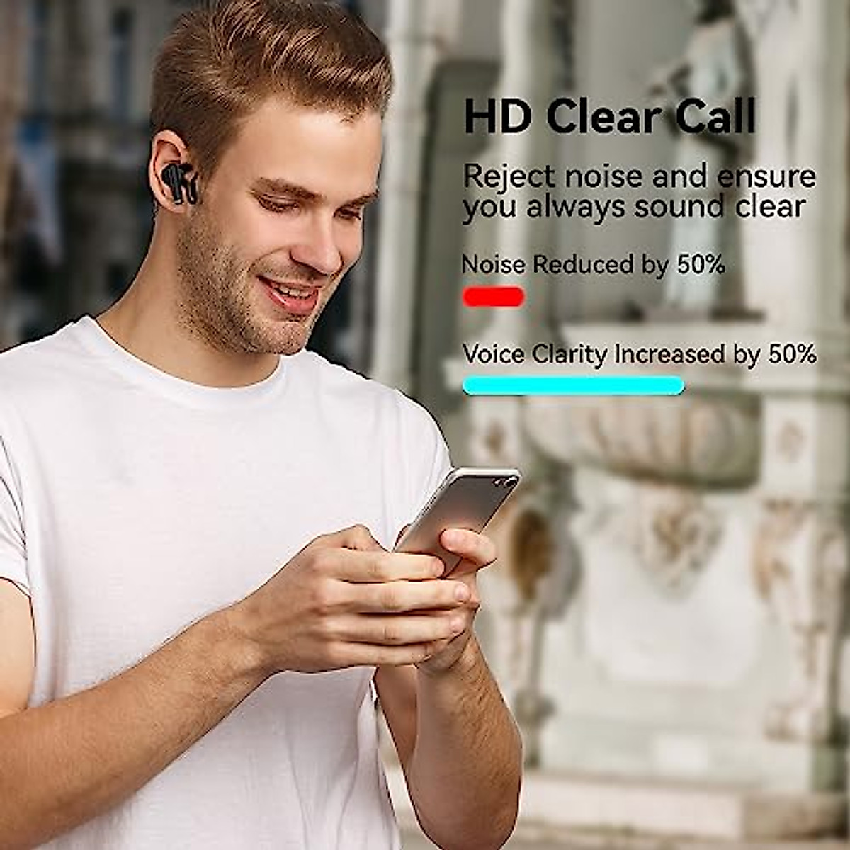 Wireless Earbuds Bluetooth 5.3 Headphones with HiFi Stereo Sound in-Ear Earphones Cool Mecha Earbud Auto Pairing Gaming/Deep Bass Music Mode Headset Built-in Microphone