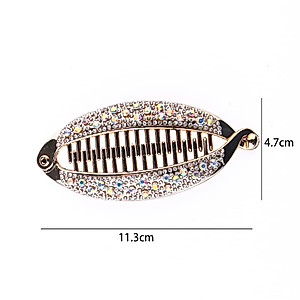 4 Pcs Faux Crystal Banana Hair Clip Banana Ponytail Holder Clip Rhinestone Banana Hair Barrettes Clincher Banana Combs for Women Grils