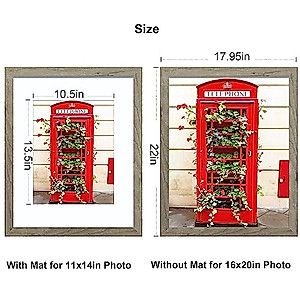 SESEAT 16x20 Picture Frame Gray Woodgrain, Display Pictures 11x14 with Mat or 16x20 without Mat, Photo Frames Wall Gallery, 1 Pack