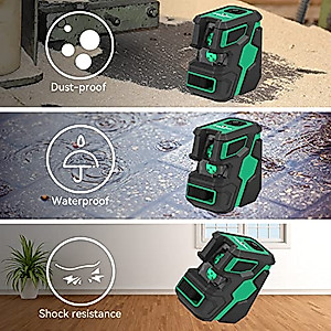 Laser Level Self Leveling, 2D Green Cross Line for Construction and Wallpaper/Flooring/Cabinet Installation, Rechargeable Li-ion battery, Magnetic Pivoting Base, Remote Controller by Excited Work