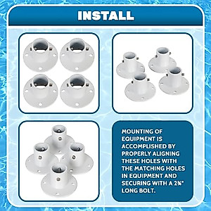 ECOTRIC Replacement Deck Anchor Flange Cast Aluminum Above Ground Pool Ladders and Handrails - 1 7/8” Inch Diameter of 1.9"(4PC)