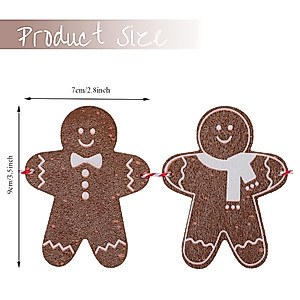 Jetec 2 Pieces Christmas Gingerbread Man Banner Cute Gingerbread Garland Decorations Wooden Christmas Bunting Banner Hanging Gingerbread Man Banner for Home, 6.6 Ft Each