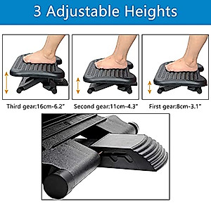 AKOZLIN Adjustable Under Desk Footrest Comfy Rest, Ergonomic Foot, Pressure Relief for Comfort Home, Office