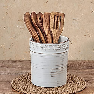 Pfaltzgraff Trellis Utensil Crock, 7x6 inch, White