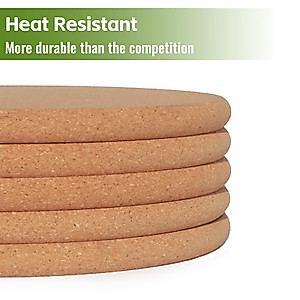 KITWILD High Density 8 Inch Thick Cork Trivets for Hot Dishes, Plates, and Kitchen Countertops, Fine Particle Heat Resistant Round Cork Coaster, Cork Placemats Cork Pads for Hot Pots and Pans, 4 Pcs