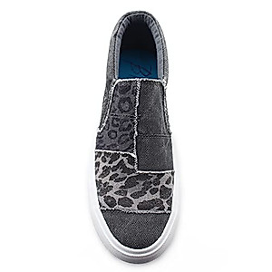 Blowfish Malibu Women's Maddox Sneaker, Grey Smoked Canvas/Smokey City Kitty/Charcoal Paper Cat, 8 M US