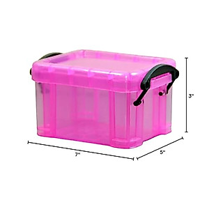 KUFptva Small Plastic Box with Locking Lid Mini Organizer Container Case for Jewelry Beads Small Crafts Items Home Organization, 8.7*6.5*5.2CM
