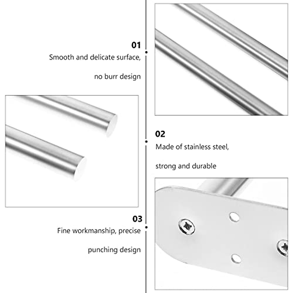 ICOBES Multipurpose Cloth Rod Nail Metal Hangers Metal Clothes Hanger Kitchen Towel Storage Rack Stainless Steel Roll Paper Shelf Wall Mounted Rack Shelf Holders Pegs Metal Coat Hanger Towel Bar/Silve