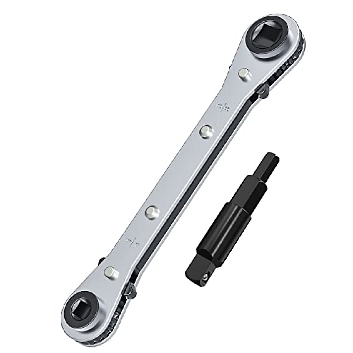 HVAC Service Wrench, Refrigeration Ratcheting Wrench 3/8” 1/4” 5/16'' 3/16'' AC Wratchet Tool with Hex Bit Adapter UIInosoo for Air Conditioning, Refrigeration Equipment, Gas Furnace