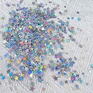 WEIKA 60g Star Confetti Glitter Star Table Confetti, Metallic Foil Star Glitter, Table Decorations for Party Wedding birthday graduation Decorations(Glitter Multicolor Set, 10mm and 6mm)