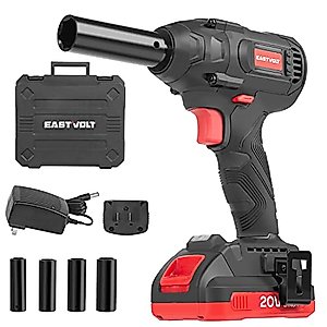 Eastvolt 20V Cordless Impact Wrench, 250Ft-lbs High Torque Brushless Wrench Kit 2600 RPM, Battery Impact Driver with Fast Charger, LED Light, 4 Sockets, Belt Clip and Storage Box