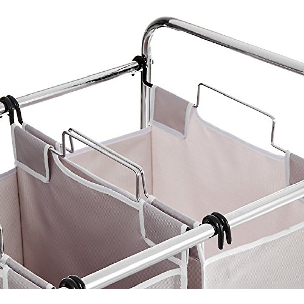 Amazon Basics 3-Bag Rectangular Laundry Hamper Sorter Basket, Grey