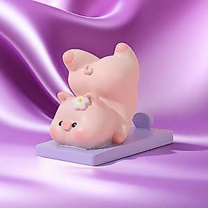ECHENG Creative Birthday Gift Animal Phone Stand Decoration Cute Piggy Yoga Cat Office Desk Decoration (Piggy)