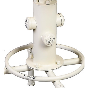 Topower Antique Vintage Industrial Barstool Solid Wood Water Pipe Fire Hydrant Design Cafe Coffee Industrial Bar Stool Set of 2 Antique White