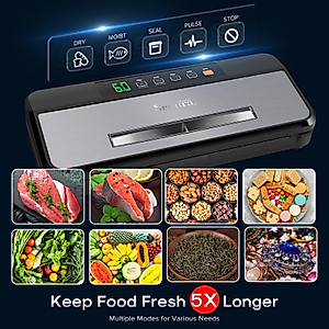 Secura Vacuum Sealer Saver Machine, Visual Operation Window Automatic Food Sealer with Built-in Cutter/Bag Storage/Air Suction Hose, 7-in-1 Easy Options for Food Storage and Saver