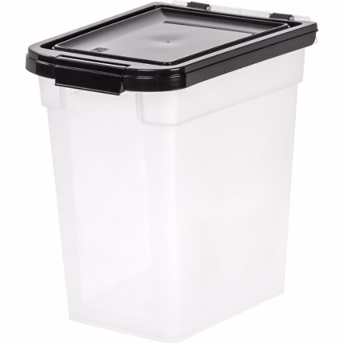 IRIS USA 10 Lbs / 12.75 Qt WeatherPro Airtight Pet Food Storage Container, for Dog Cat Bird and Other Pet Food Storage Bin, Keep Pests Out, Keep Fresh, Translucent Body, BPA Free, Clear/Black