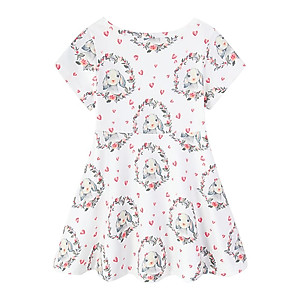 Mud Kingdom Toddler Girls Dress Easter Day Cute Bunny Summer White 4T