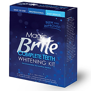 MagicBrite Complete Teeth Whitening Kit at Home Whitener - LED Light, 35% Carbamide Peroxide, 2 Mouth Trays, (3) 3ml Gel Syringes, Painless Effective