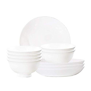 GagalU Fine Dinnerware Set,10 Piece Dinnerware Set, White Ceramics Dinner Set, 4.5 Inch Dinners Plates, 8 Inch Cereal Bowls Set, Service for 6