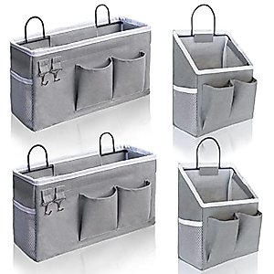 Kanrichu 2pcs Large + 2pcs Small Wall Hanging Storage Bag for Home & Camper (Gray)