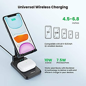 MEISO 2 in 1 Wireless Charger, Dual Wireless Charging Desk Phone Stand, 10W Qi Fast-Charging Dock for iPhone 12/11/MAX/XS/XR/X/8,AirPods/Pro,Samsung Galaxy S21/S20/S10/S9