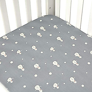Brandream Fox Crib Bedding Sets Floral Nursery Bedding Blanket with Fox Print, Gray 3 Pieced Cotton Breathable Fitted Sheet Sets for Boys Girls