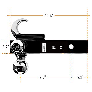 ORCISH Trailer Hitch Tri-Ball Mount with Hook & Pin, Trailer Ball Size 1-7/8", 2" and 2-5/16", Fit 2 Inch Hitch Receiver, 2/3 in 1 Ball Truck Hitch, Tow Hitch