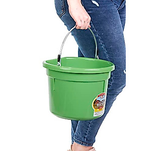 Little Giant® Flat Back Plastic Animal Feed Bucket | Animal Feed Bucket with Metal Handle | Horse Feed & Water Bucket | 8 Quarts | Lime Green