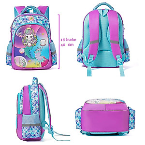Spring Country Girls Backpack for School, Children Casual Daypack Book Bag Rucksack (Mermaid Glitter)