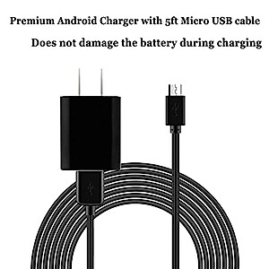 Dacheng xiaochen Micro USB Wall Charger, 5V 1A Power Supply Adapter with 1.5m Android Charger Cable, UL Certified Plug Compatible Phone Kindle and Bank, Black