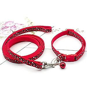 AHEGAS Strong Dog Leash 1pcs Lovely Dog Leash and Collar Set 1.2M for Puppy Cat Traction Rope Dog Collar Harness Durable Walking Pet Supplies Anti-Lost ( Color : Rojo )