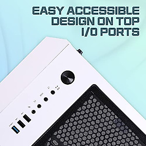 Zalman R2 White ATX Mid Tower Gaming PC Case, Mesh Front Panel, Tempered Glass, Top I/O Ports, 120mm Spectrum RGB LED Fan, Cooling System - White