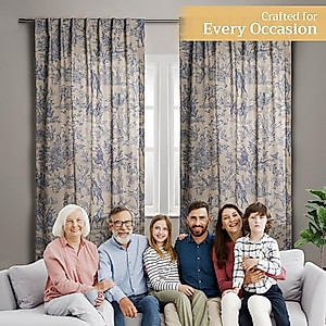 Maison d'Hermine Curtains for Living Room 100% Cotton 96 inch Length One Panel Window Toile Curtains for Bedroom with Loop & Rod Pockets - The Miller Blue, 50" W x 96" L