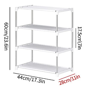 SHELAKET Stackable Small Shoe Rack，Upgrade 4-Tier Kids Shoe Shelf Storage Organizer for Entryway, Hallway and Closet (White)