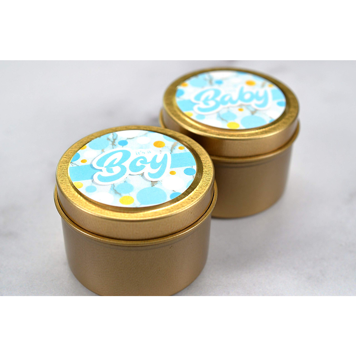 OH Baby - It's A Boy | 1.67 Inch - 48 Stickers | Boy Baby Shower Stickers | Round Baby Shower Labels | Blue and Gold Baby Shower Stickers for a Boy