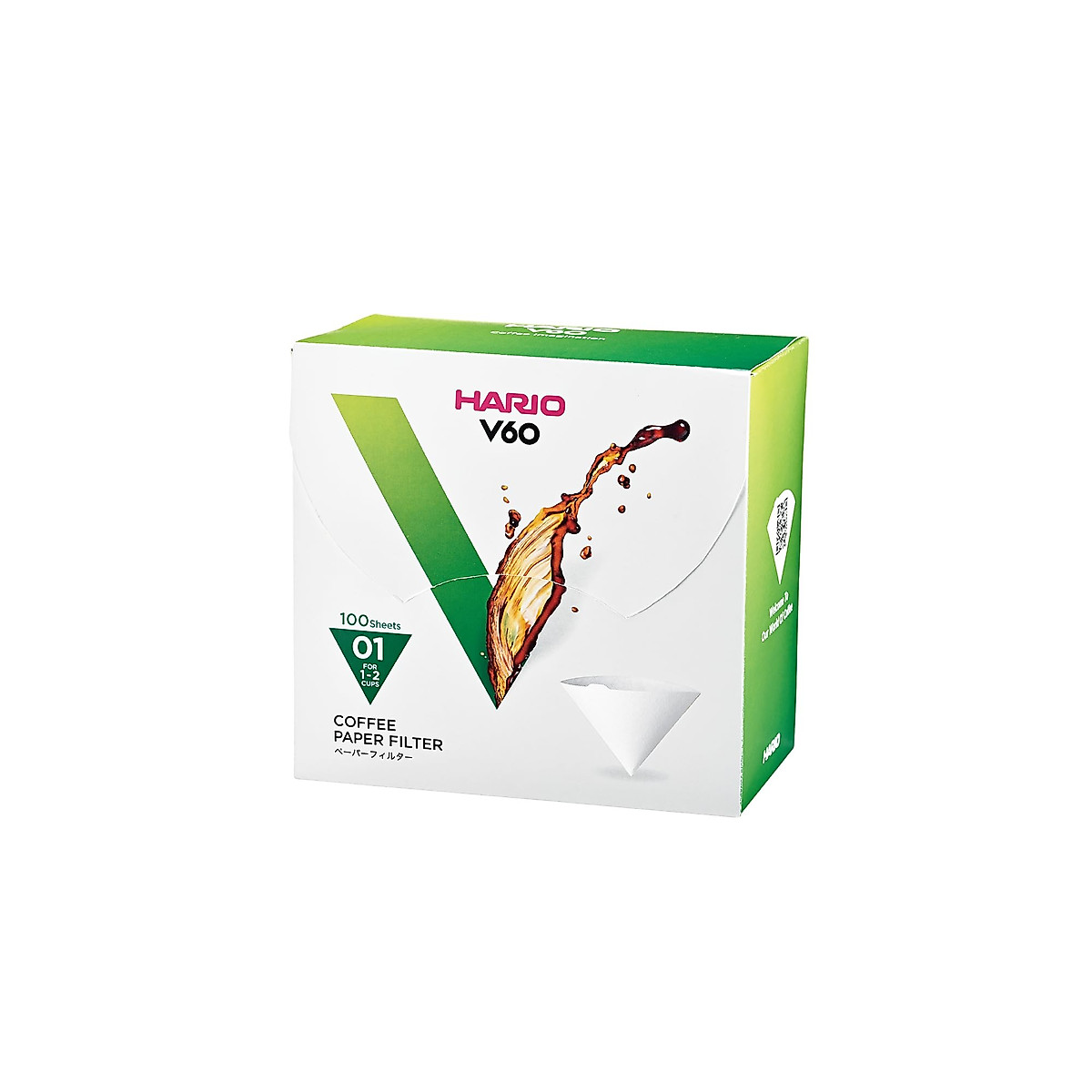 Hario V60 Paper Coffee Filters, Size 01, White, 100ct Boxed
