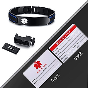 VNOX Custom Engraving-Two Tone Brushed Stainless Steel Emergency Medical Alert ID Adjustable Bracelet Wristband