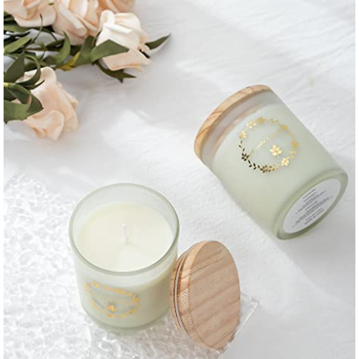Scented Candles, Vanilla + Gardenia, Scented Jar Candle - 2 Pack Aromatherapy Scented Candles, Long Lasting Soy Wax Candle, Festive,Stress Relief, Holiday Decor Aromatherapy Candles
