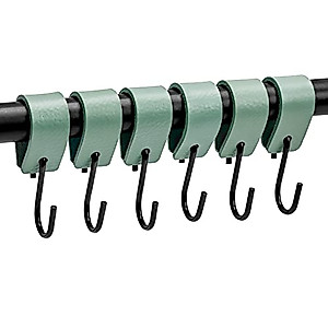 Brute Strength - Multifunctional Leather S-Hooks - Pale Green - 4 Pieces - S Shaped Hooks - Coat Hook - Leather Hooks - Leather s Hooks - Black s Hooks - Kitchen Hooks