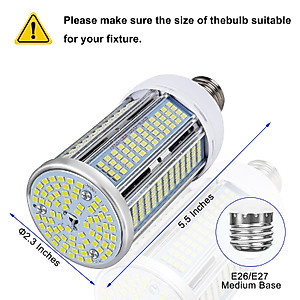 2 Pack 400W Equivalent Led Corn Light Bulb, 6000 Lumen 6000K Daylight 50W LED Corn Lamp, E26/E27 Medium Base for Indoor Garage Factory Warehouse Backyard 85V-265V