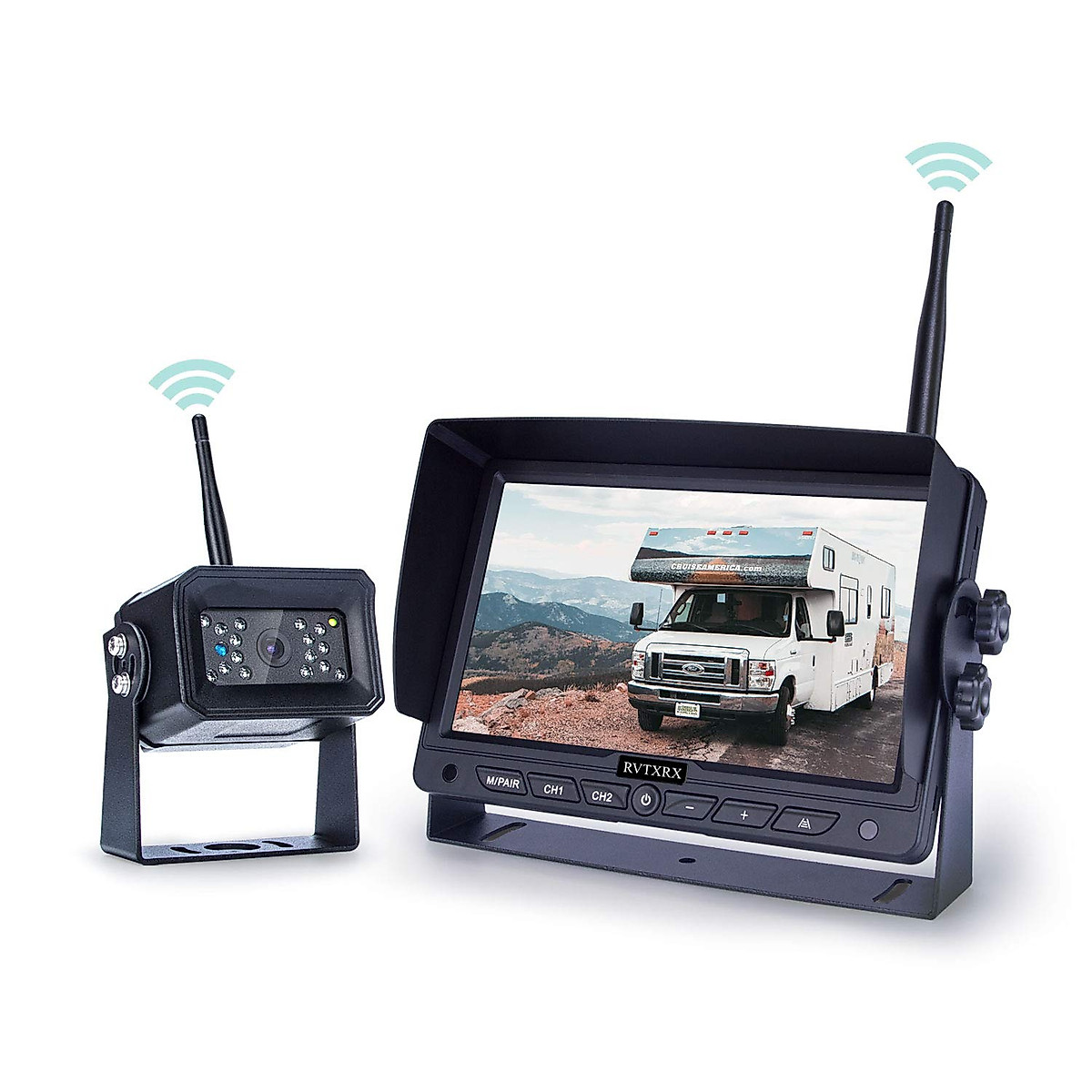 Digital Wireless Backup Camera Kit, 7 Inch Display and 720P HD Resolution, Wide Angle Rear View Camera with Night Vision, 190ft Wireless Reverse Camera System Suitable for Truck, Motorhome, 5th Wheel