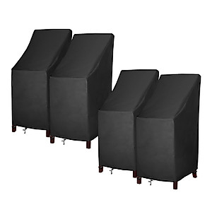 MAVINCHER Stackable Patio Chair Covers for Outdoor Furniture, Outdoor Chair Covers Waterproof, 600D Heavy Duty Lawn Outside Barstool Covers,Fits for 4-6 Stackable Dining Chairs,27"Lx27"Wx49"H, 4 Pack