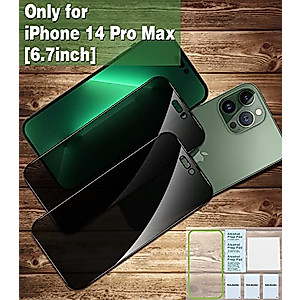 Uxinuo Privacy Screen Protector Compatible for iPhone 14 Pro Max 2022 [6.7 inch Display] 2 Pack Anti Spy Private Tempered Glass [Black]