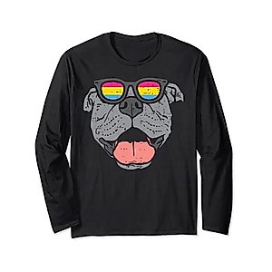 Pansexual Pitbull Cute Pan Pride Flag Pittie Dog Men Women Long Sleeve T-Shirt